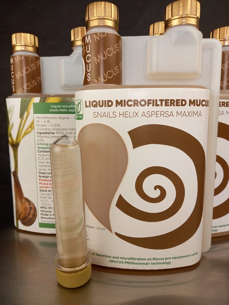Natural snail mucus without additives of the Mucus pro class